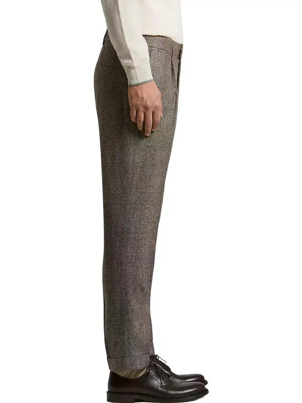 Peserico Prince Of Wales Check Pleated Trousers - Brown