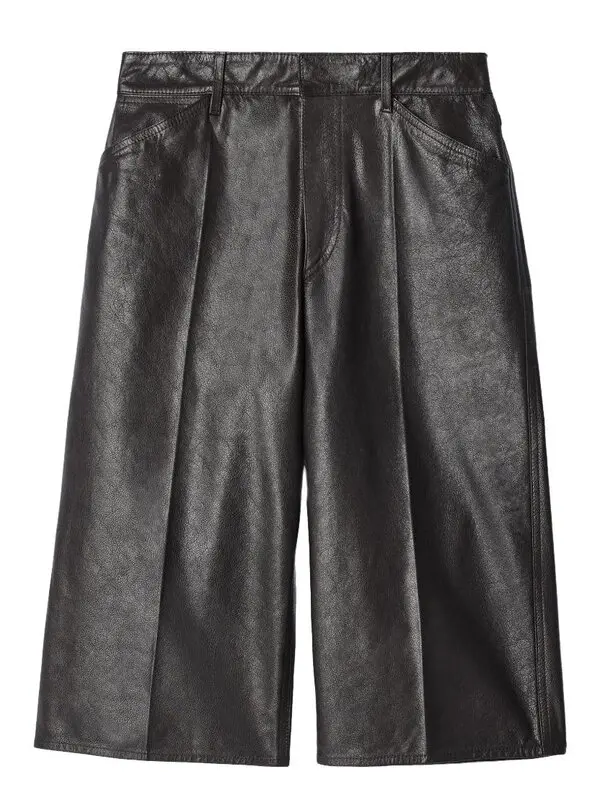 LEMAIRE Leather Bermudas - Brown