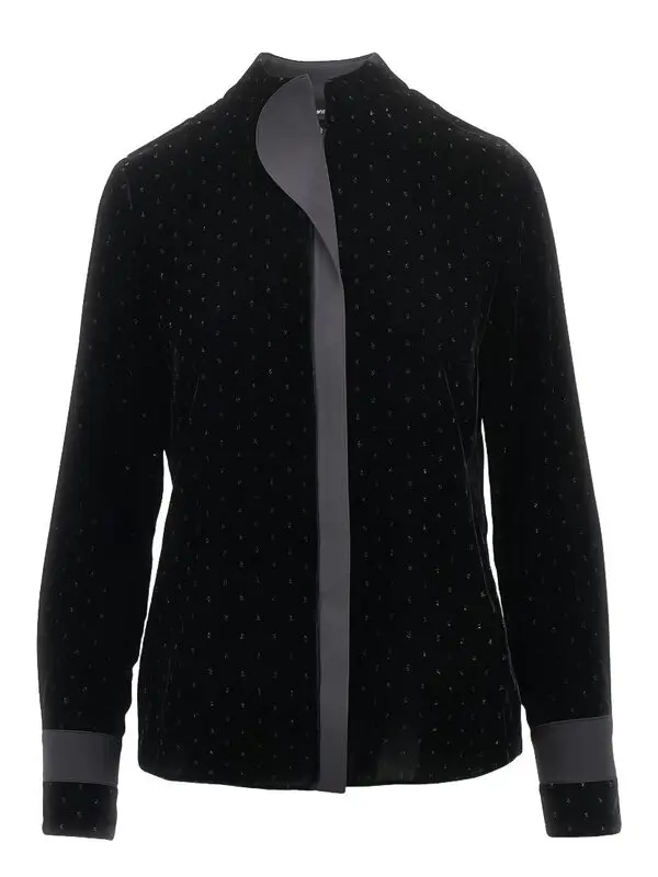 Emporio Armani Glittered Velvet Blouse - Black