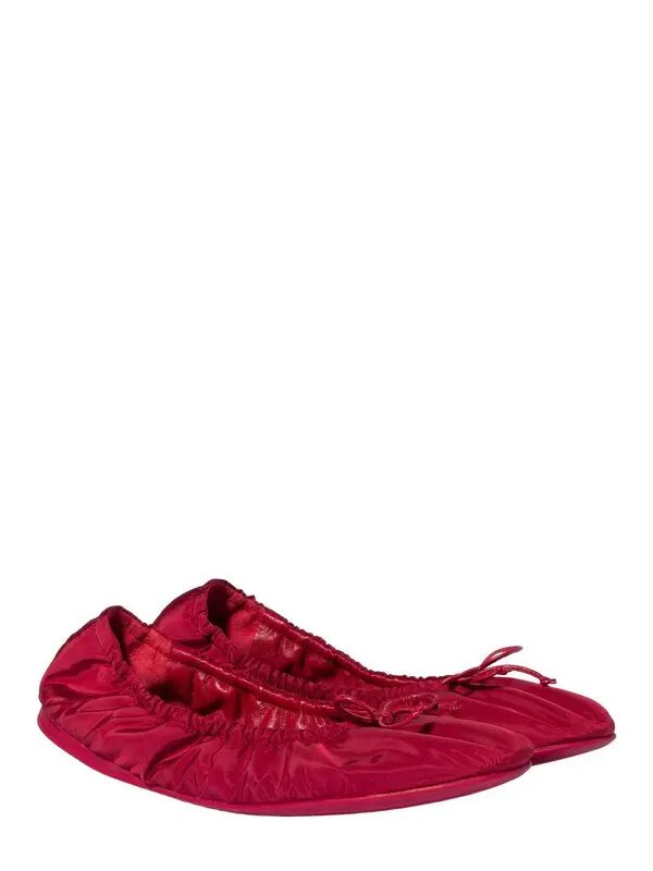 Miu Miu Foldable Technical Fabric Ballerinas - Ruby Red