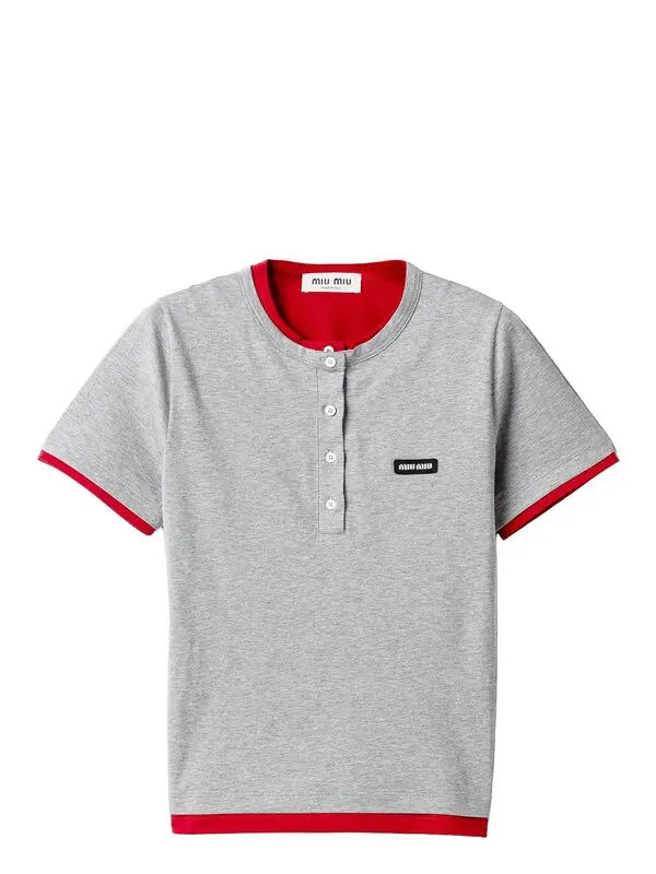 Miu Miu Jersey T-shirt - Grey/red