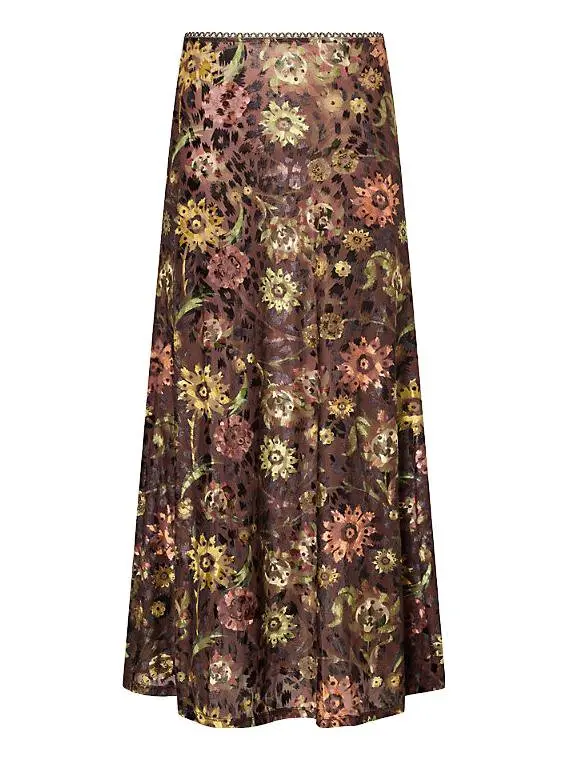 SIEDRES Siny Floral-pattern Mesh Maxi Skirt - Multi