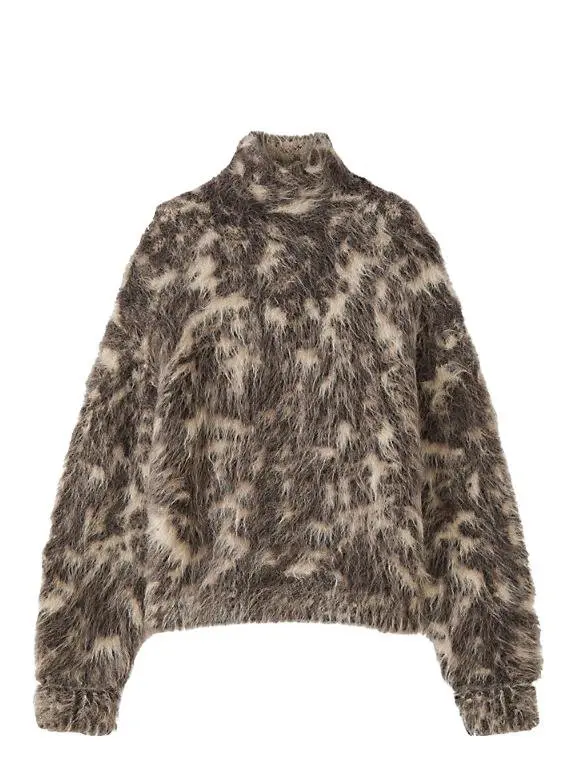 JOSEPH Esme Animal-print Alpaca-blend Jumper - Leopard Combo