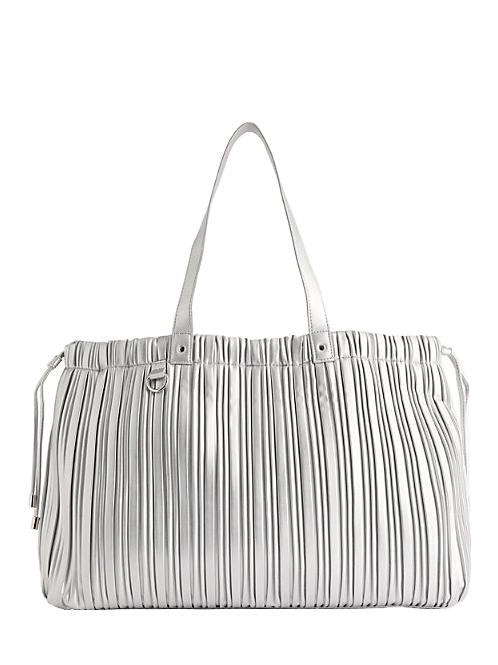 SISTERS & SEEKERS Sabrina City Pleated Woven Shoulder Bag - Silver
