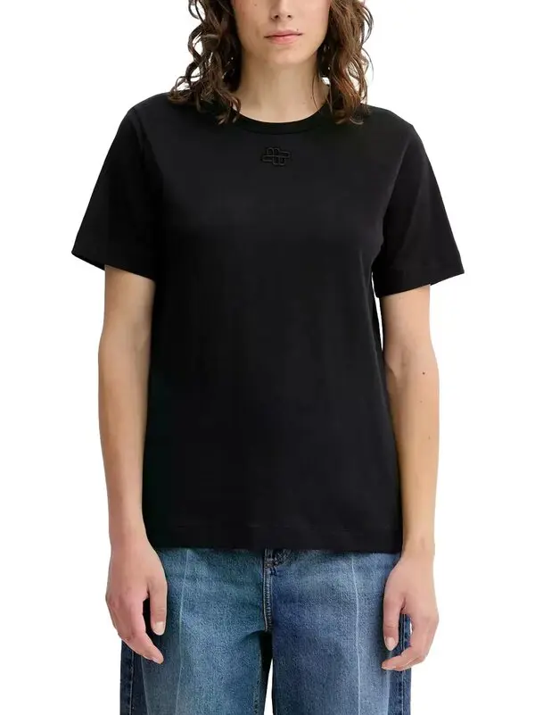 Munthe Tylie Embroidered-detail Cotton T-shirt - Black