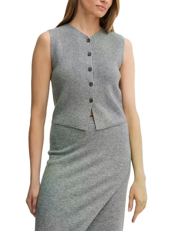 OUI Button V-neck Sleeveless Knitwear - Grey