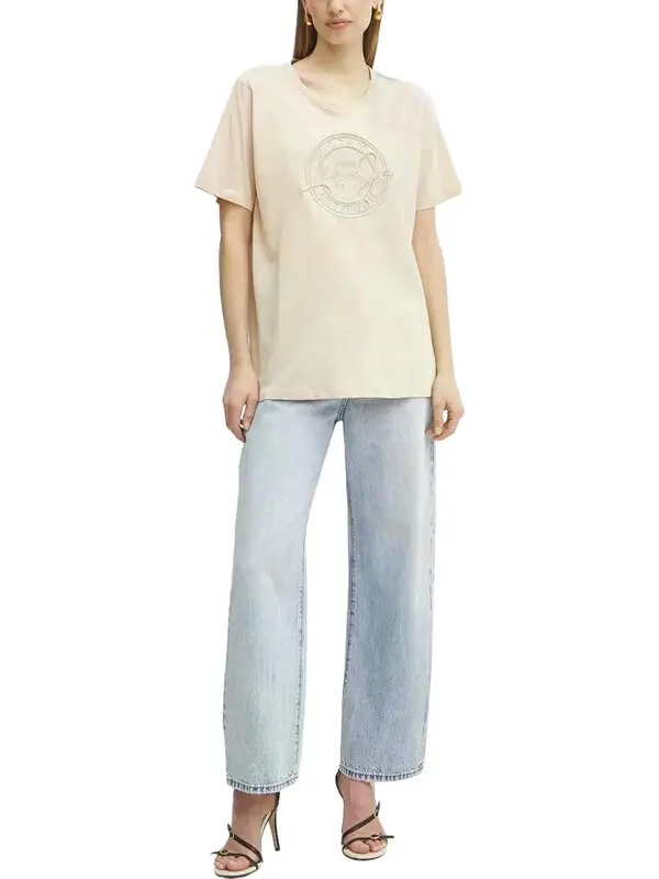 Liu Jo Embroidered-logo Round-neck T-shirt - Neutrals