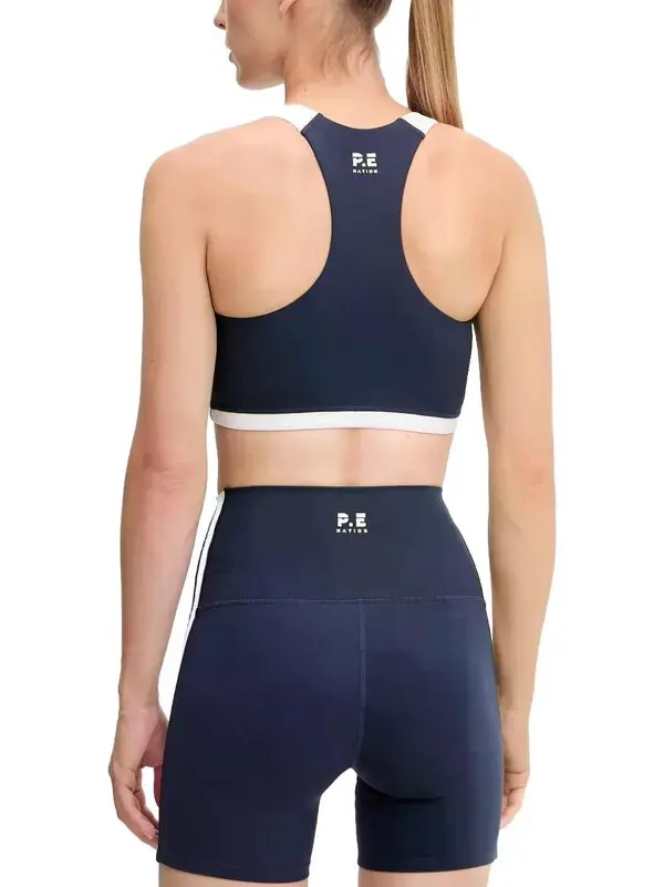 P.E Nation Logo-print Racerback Sports Bra - Blue