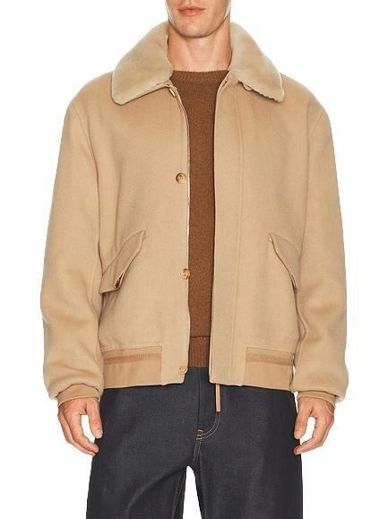 Gabriela Hearst James Bomber Jacket With Shearling Collar - Camel
