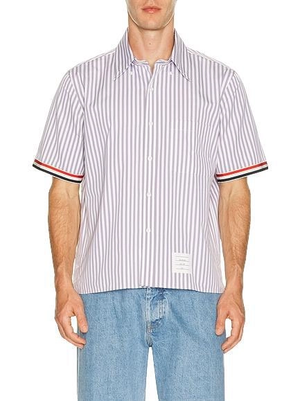 Thom Browne Straight Fit Wide University Shirt - Medium Grey