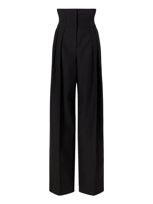Dolce & Gabbana Pleated Wool-twill High-rise Straight-leg Pants - Black
