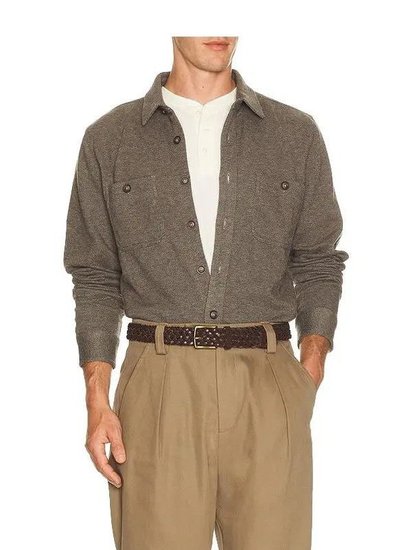 Marine Layer Pacifica Stretch Twill Overshirt - Brown