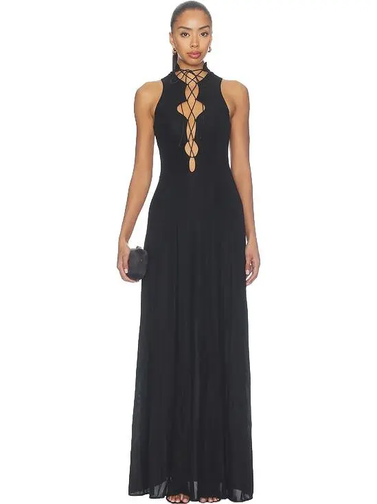 MOTHER OF ALL Angie Front Tie Maxi Dress In . Also - Black