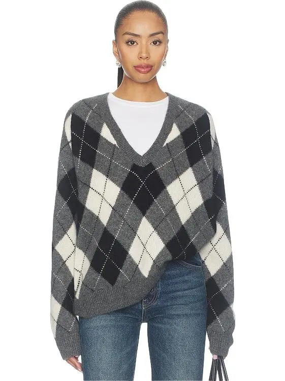 NILI LOTAN Feron Argyle Sweater In . Also - Grey
