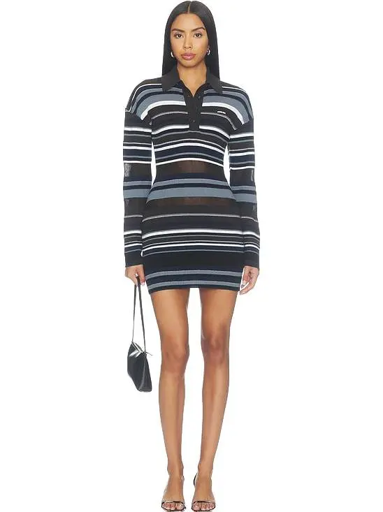 Ksubi X Revolve Tamrin Knitted Long Sleeve Polo Dress In . Also - Grey