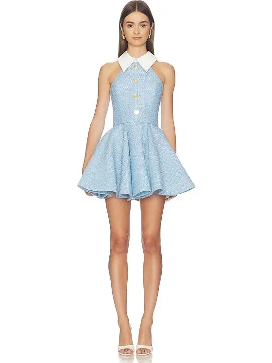 BRONX BANCO Sleeveless Tweed Mini Dress In . Also - Blue