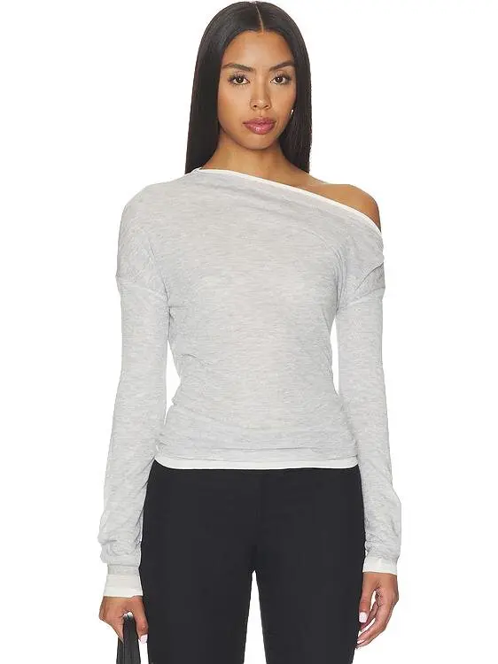 EAVES Wei Layered Assym Knit Top In . Also - Grey