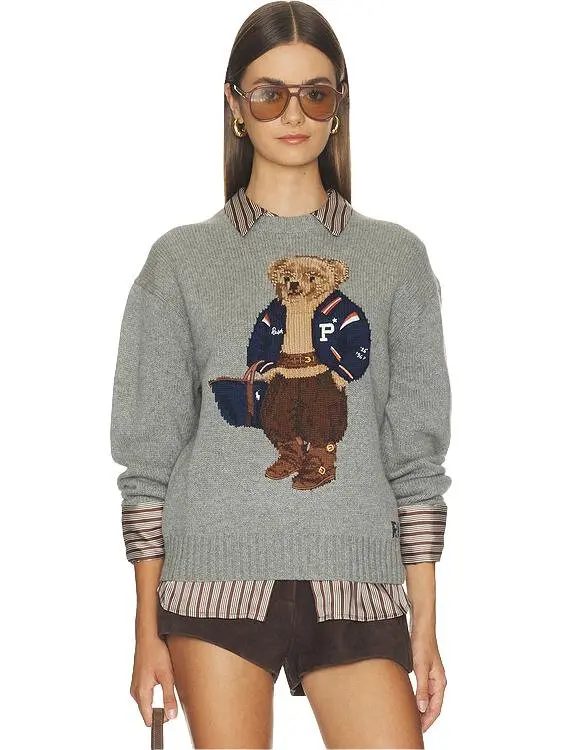 Polo Ralph Lauren Wool Bear Long Sleeve Crew Neck Sweater In . Also - Grey