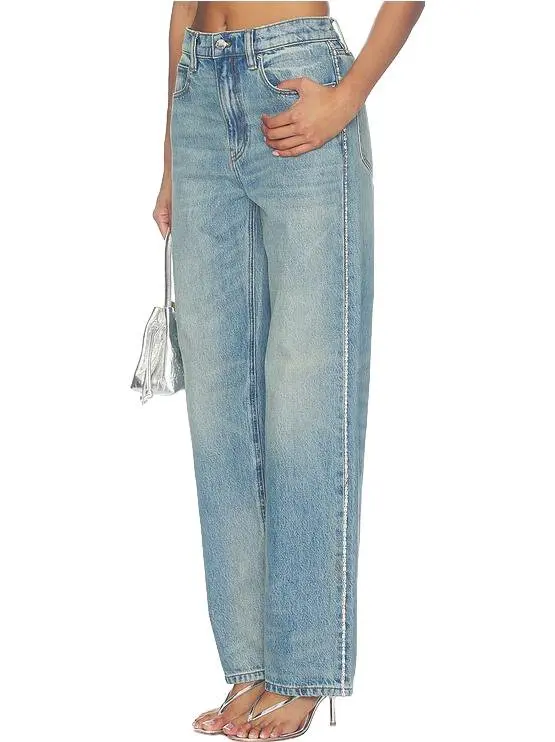 Alexander Wang Ez Jeans With Embellished Chain In . Also - Blue