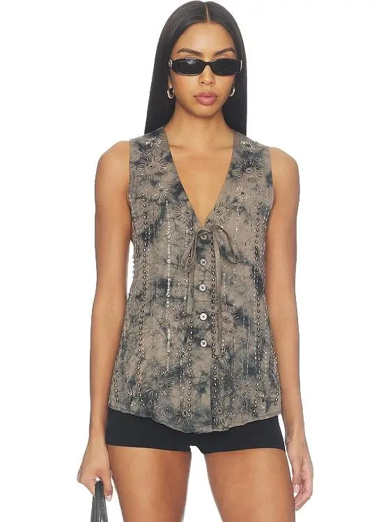 Free People Arden Embellished Vest In . Also - Grey