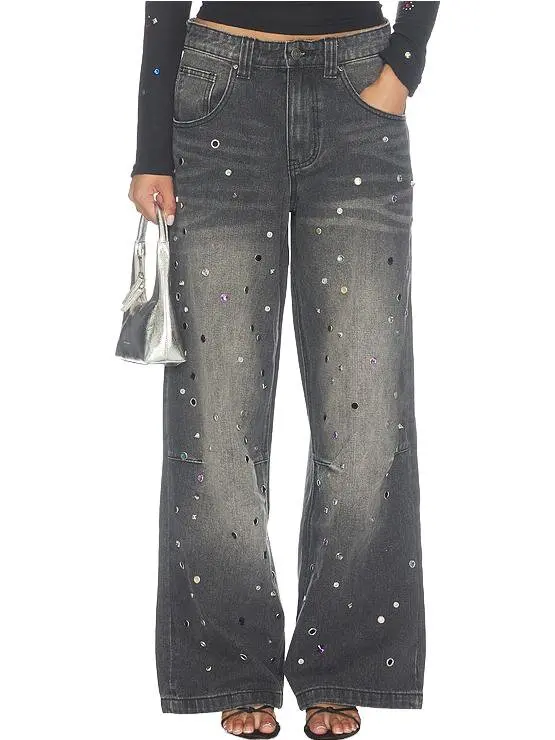 JADED LONDON Rhinestone Studded Colossus Jeans In . Also - Black