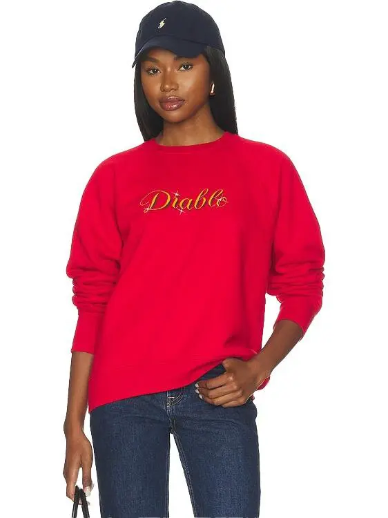 WILLY CHAVARRIA Diablo Raglan Standard Crewneck Sweatshirt In . Also - Red
