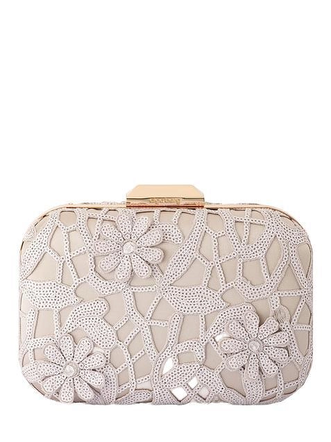 OLGA BERG Elena Appliqued Clutch - Neutral