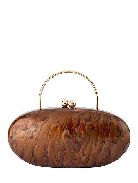 OLGA BERG Imelda Acrylic Top Handle Bag - Brown