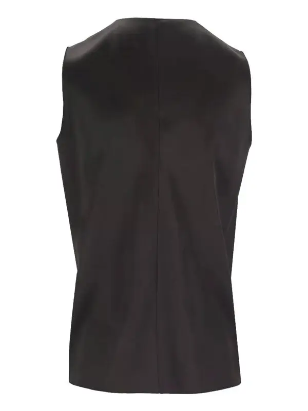 Al Duca D'aosta Satin V-neck Top - Black