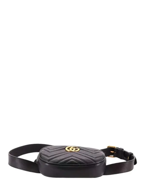 Gucci Gg Marmont Matelasse Leather Belt Bag - Black
