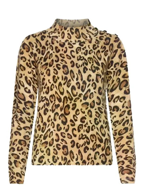 Marella Leopard-print Button-detail Sweater - Neutrals