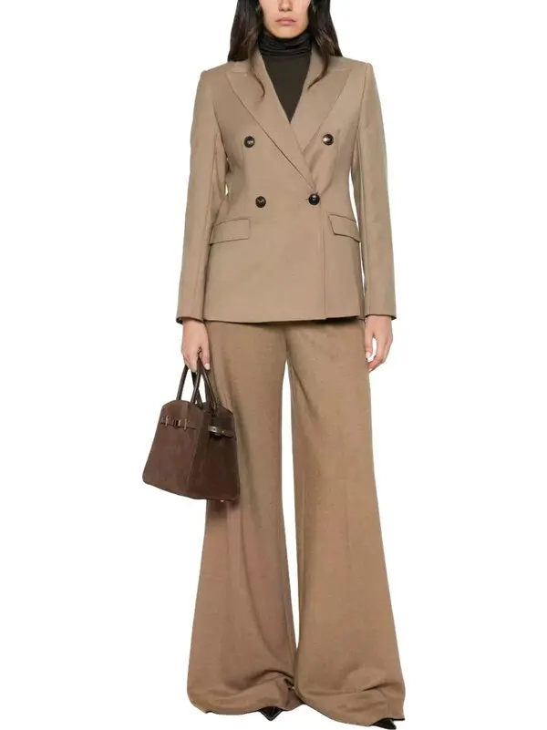 Max Mara Herringbone Wide-leg Trousers - Brown