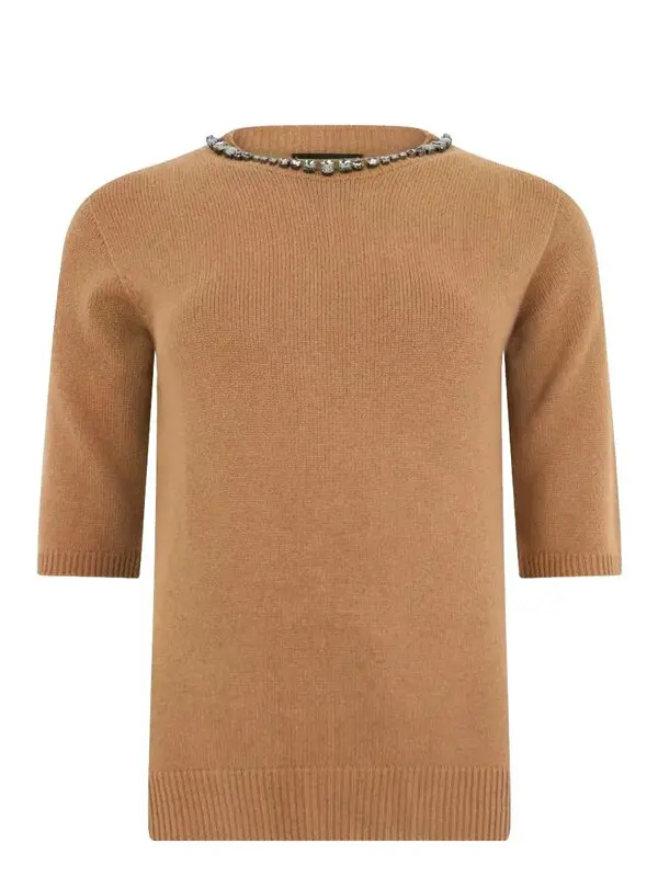 Fabiana Filippi Crystal-embellished Knitted Sweater - Brown