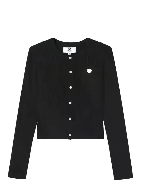CHOCOOLATE Ribbed-knit Striped Cardigan And Top Set - Black