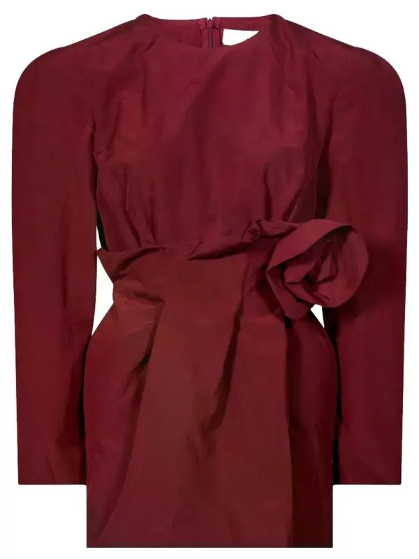 Magda Butrym Floral-applique Long-sleeve Mini Dress - Red
