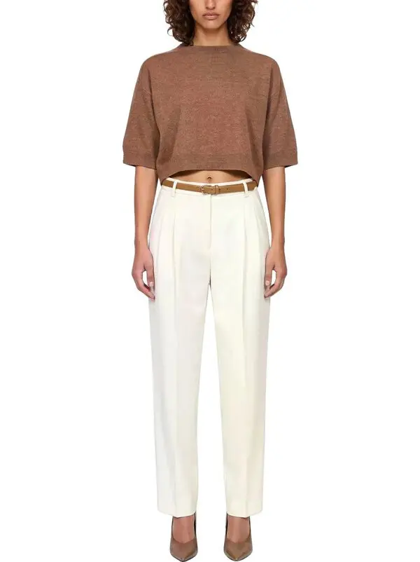GOTHA Cropped Short-sleeve Sweater - Brown