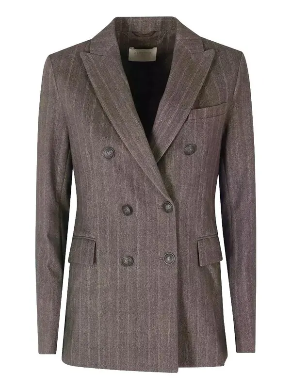 CIRCOLO 1901 Pinstripe Double-breasted Jacket - Brown