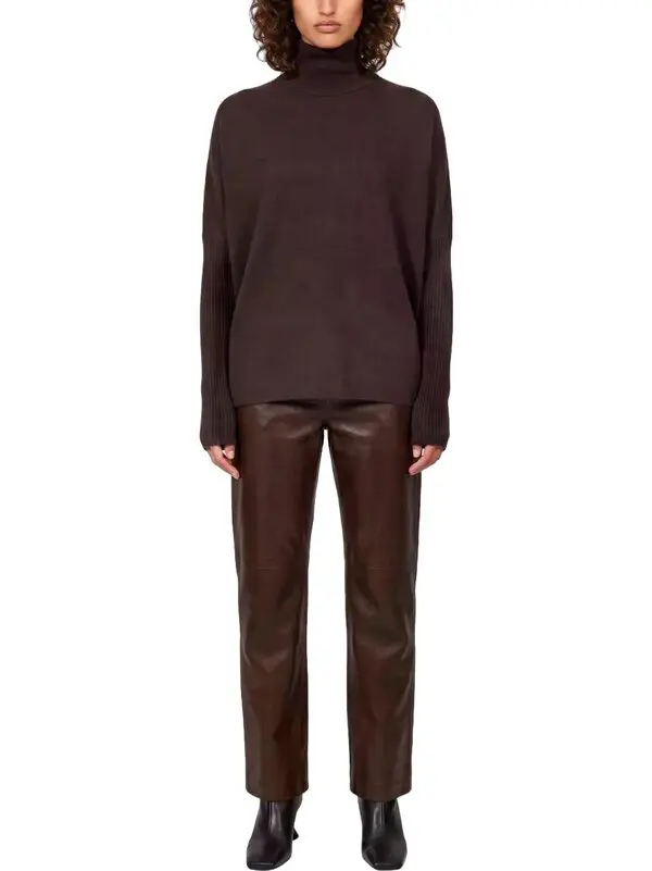 GOTHA Roll-neck Drop-shoulder Sweater - Brown