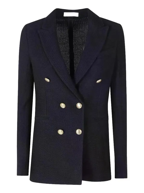 CIRCOLO 1901 Double-breasted Textured-finish Blazer - Blue