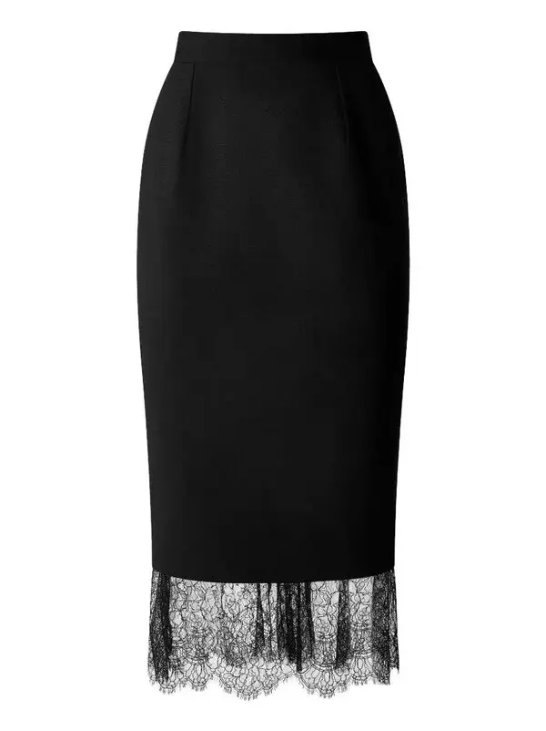 IL VOLO Lace-trim Midi Skirt - Black