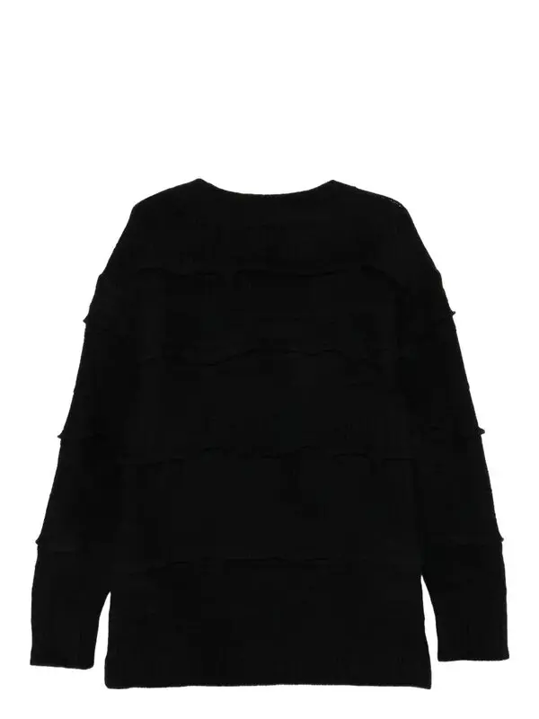 Yohji Yamamoto Relief-knit V-neck Cardigan - Black