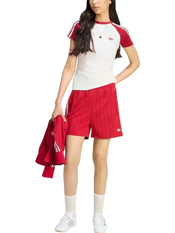 Adidas Firebird Side-stripe Logo-embroidered Shorts - Red