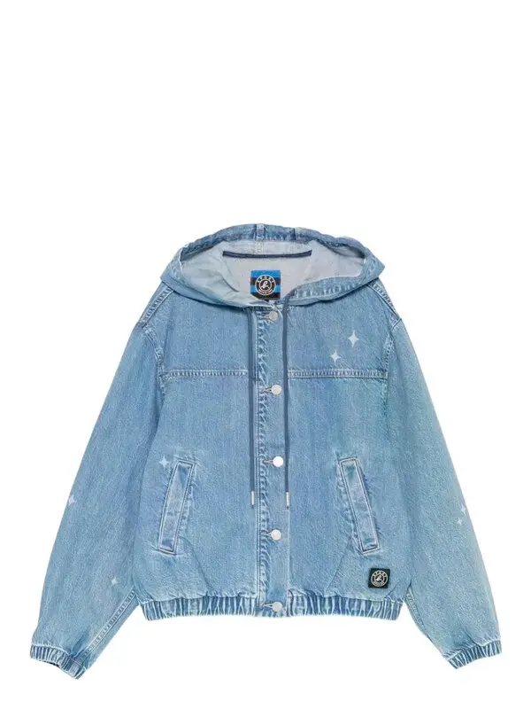 AGNES B. Hooded Denim Jacket - Blue