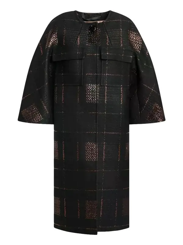 Max Mara Checked Single-breasted Coat - Black