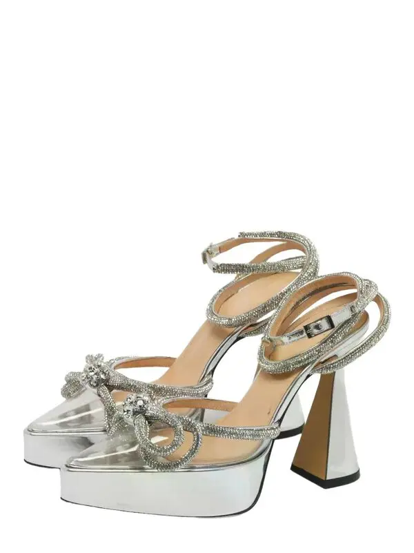 Mach & Mach Double Bow Platform Pumps - Silver
