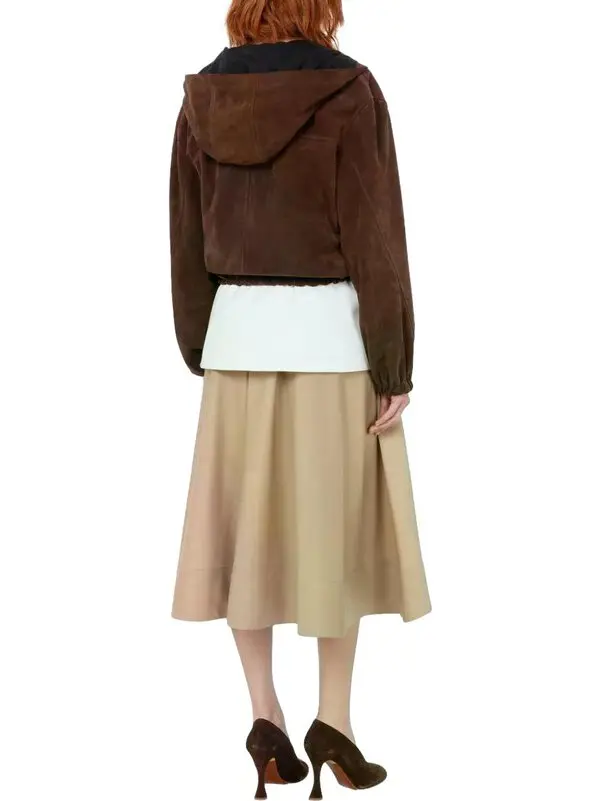 Moschino Suede Hooded Jacket - Brown