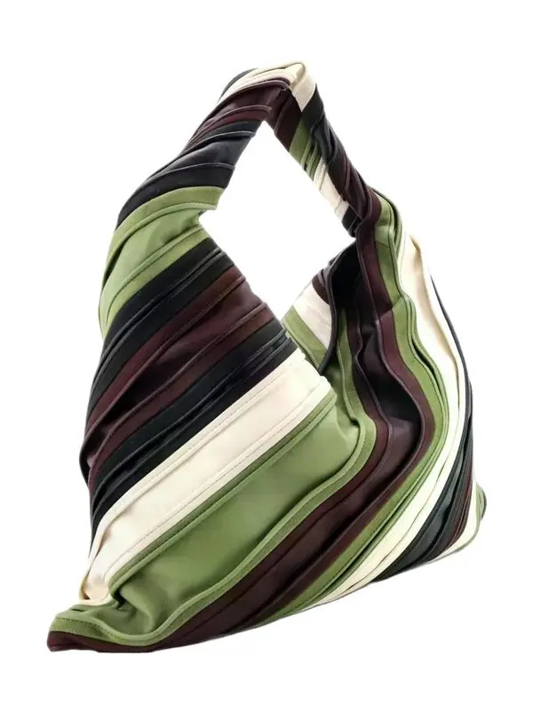 Bottega Veneta Hop Striped Leather And Suede Large Hobo Bag - Multicolour