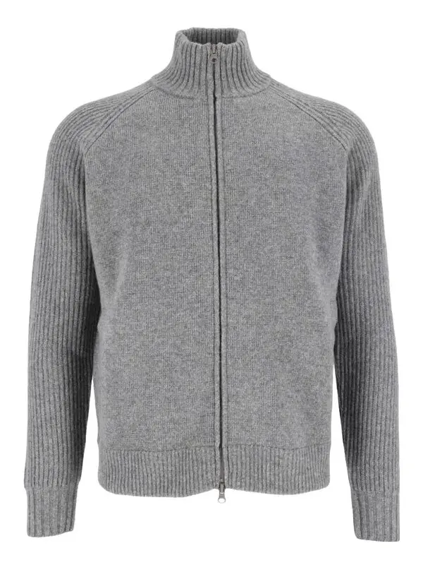 L.B.M. 1911 Ribbed-knit Zip-up Cardigan - Grey