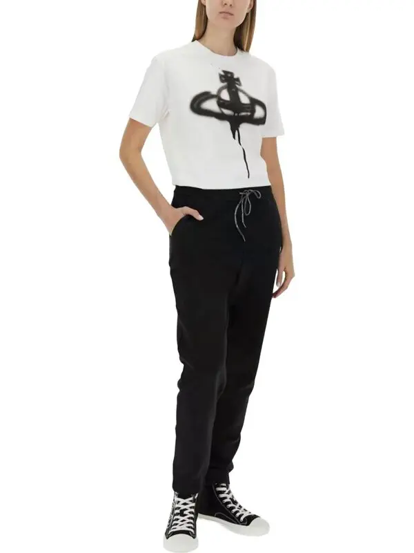 VIVIENNE WESTWOOD Spray Orb-print Cotton Track Pants - Black