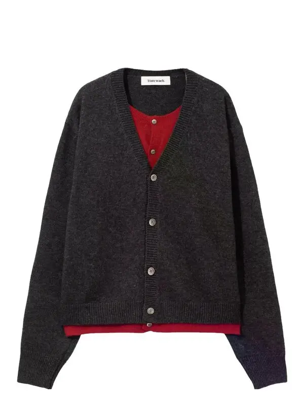 TONYWACK V-neck Layered Cardigan - Grey